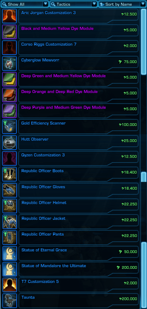 SWTOR Collectors Edition Vendor Guide | Today in TOR