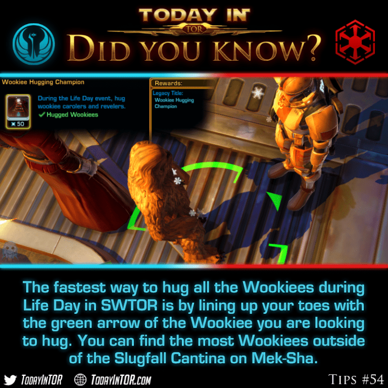 SWTOR Wookiee Hugging Champion | Today in TOR