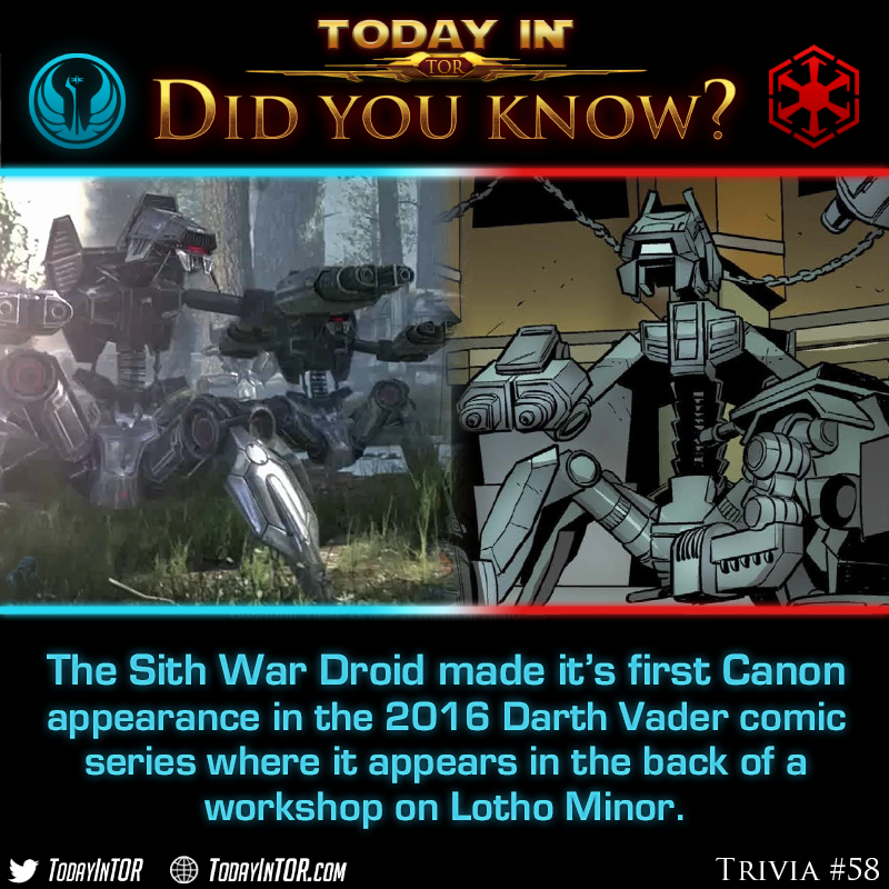 Did You Know #115 – Sith War Droid | Today in TOR