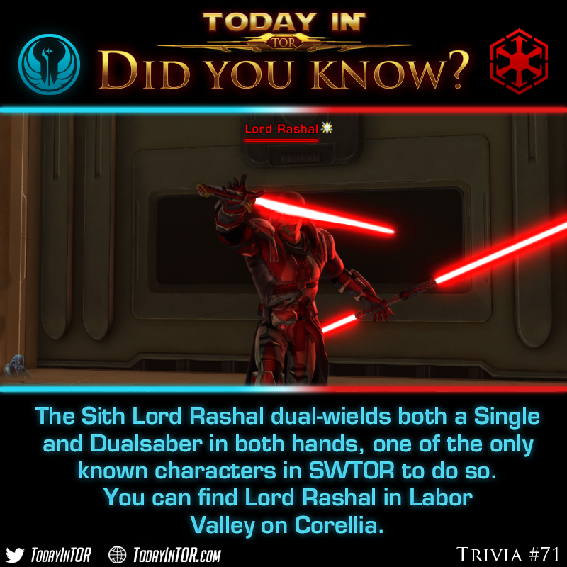 SWTOR Lord Rashal Location | Today in TOR