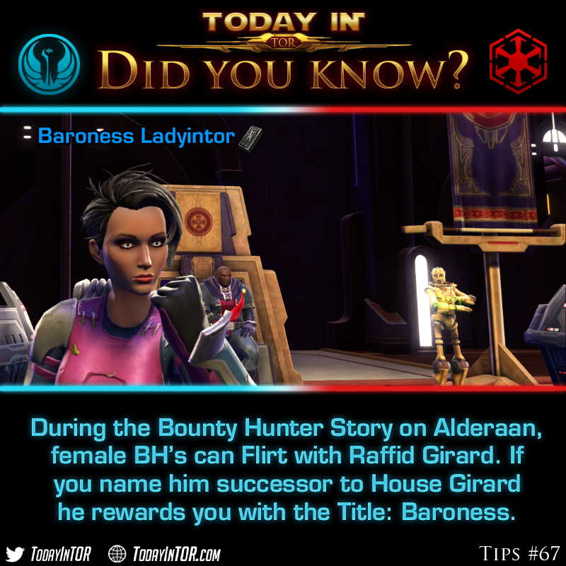 SWTORs Baroness Title | Today in TOR