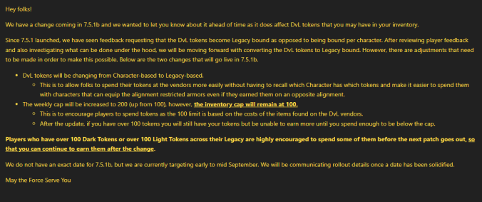 SWTOR Dark vs Light Token Guide | Today in TOR